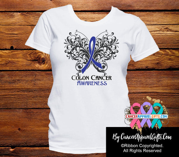 Colon Cancer Butterfly Ribbon Shirts | Cancer Apparel and Gifts